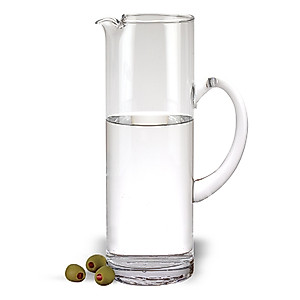 Badash Celebrate Crystal Glass Pitcher - 54 oz. Mouth-Blown Classic Martini Cylinder-Shaped Pitcher/Carafe for Water, Juice, Iced Tea & More - Fine Quality Lead-Free Crystal