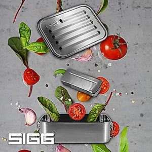 SIGG - Gemstone Box - Selenite Lunch Box - Stainless Steel Lunch Box with Leak-Proof Silicone Rim - Divided Lunch Box for Lunch and Leftovers - Silver - 27 Oz
