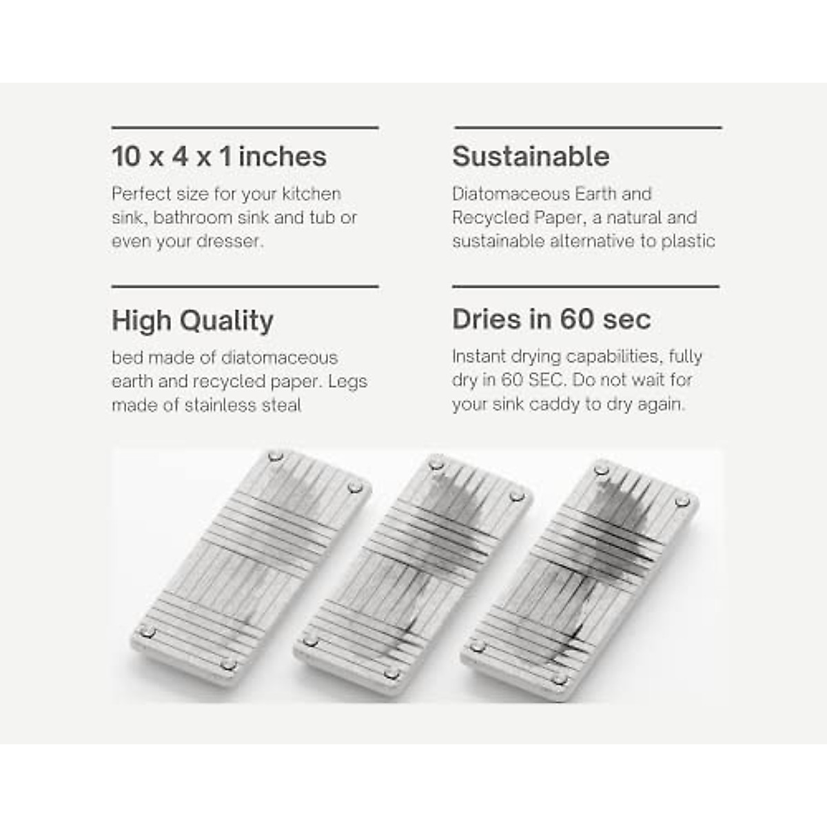 DISCHOOL Instant dry sink organizer, lifestyle bathroom countertop sink tray for soap bottles. Fast drying stone bathroom sink tray/bathroom sink caddy