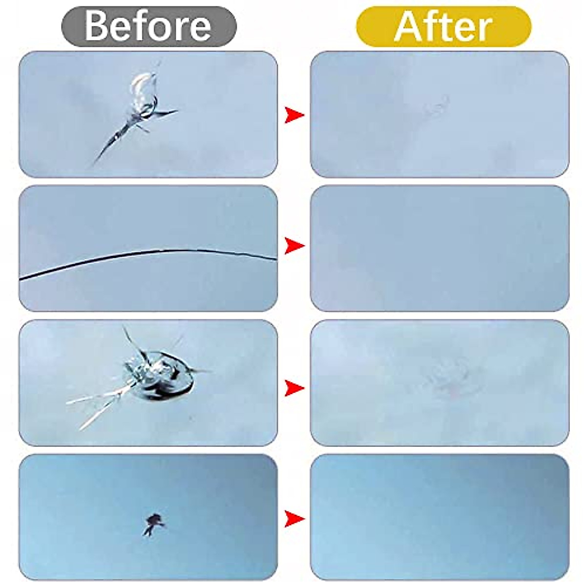 Windshield Repair Kit, Automotive Windshield Chip Repair Kit, Efficient Glass Crack Repair Kit with 4 Bottles Fluid of Resin, Auto Glass Repair Kit for Chips,Cracks,Star-Shaped Crack