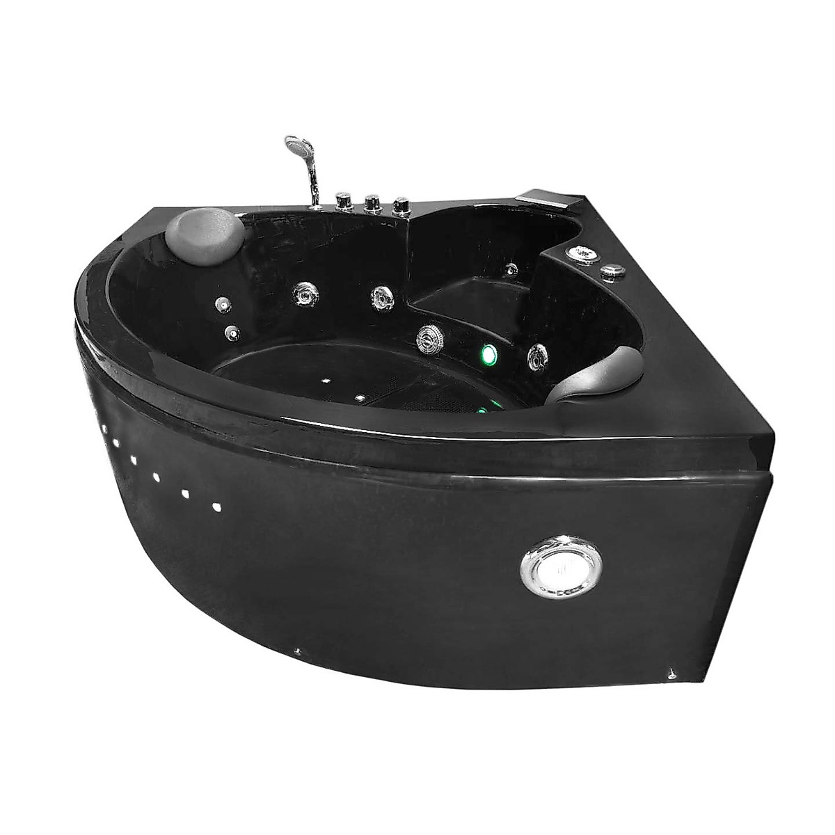 Whirlpool massage hydrotherapy Black corner bathtub hot tub 2 two person 59.05" DOLPHIN