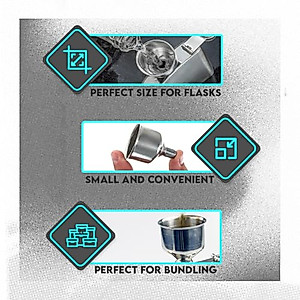 SE Stainless Steel Funnel for Flasks, Small Metal Funnel for Filling Drinking Liquor Flask, Transferring Oil, Juice, Milk, Attached Screw-On Cap
