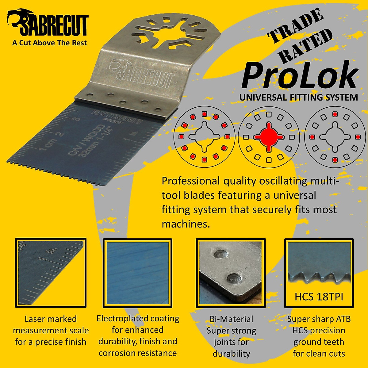 25 x SabreCut PRK25A Premium OMT Mix Blades Set Compatible with Bosch Fein (ONLY Non-StarLock) Makita Milwaukee Genesis Chicago Craftsmen Nextec Rockwell Ryobi Hitachi Multi Tool Accessories