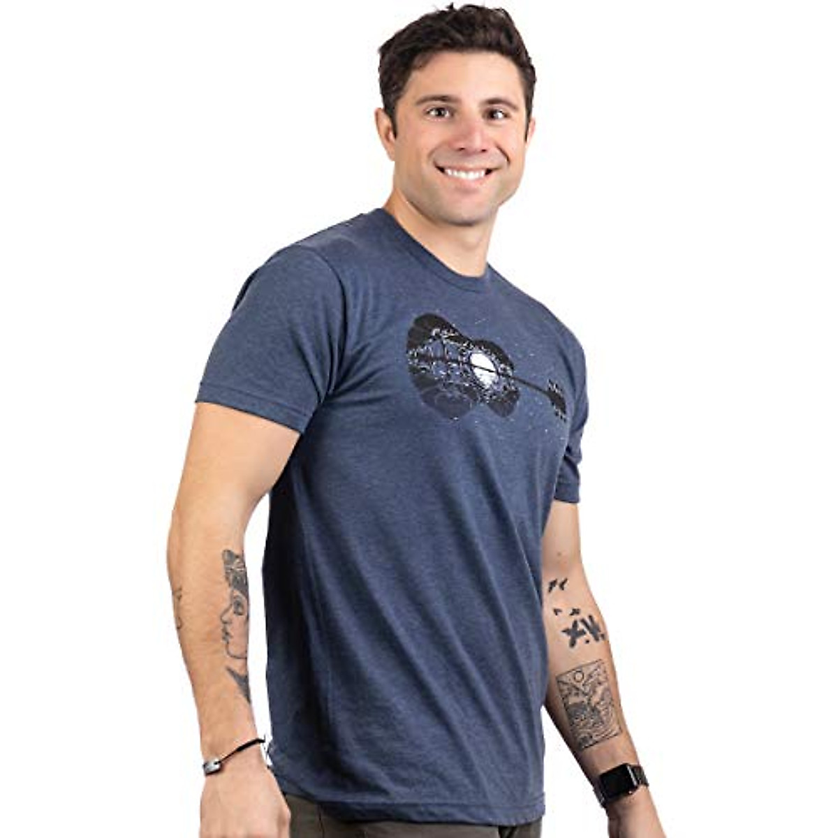 Acoustic Guitar Moonrise | Guitarist Musician Music Player for Man Woman T-Shirt-(Adult,XL) Vintage Navy