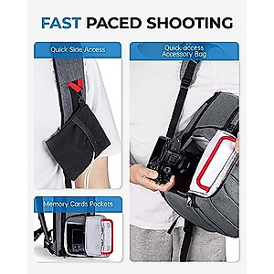 BAGSMART Camera Backpack, Expandable DSLR SLR Camera Bags for Photographers, Waterproof Photography Travel Backpack with 15.6" Laptop Compartment &Tripod Holder, Grey