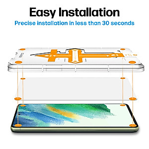 Power Theory Designed for Samsung Galaxy S21 FE 5G Screen Protector Tempered Glass [9H Hardness], Easy Install Kit, 99% HD Bubble Free Clear, Case Friendly, Anti-Scratch, 2 Pack