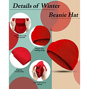 Winter Trawler Beanie Knit Hat Warm Stretchy Slouchy Soft Headwear Daily Ribbed Cap Ski Beanie Hat for Men Women Accessories (Red)