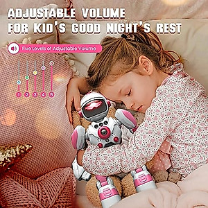 FUUY Robot for Kids 3-5, Robot Toys for Girls with Record Voice & Gesture Sensing Control Programmable Music Dancing Functions Smart Pink Warrior Birthday Gift Toys for Toddler Age 3 4-6 5-7 Year Old