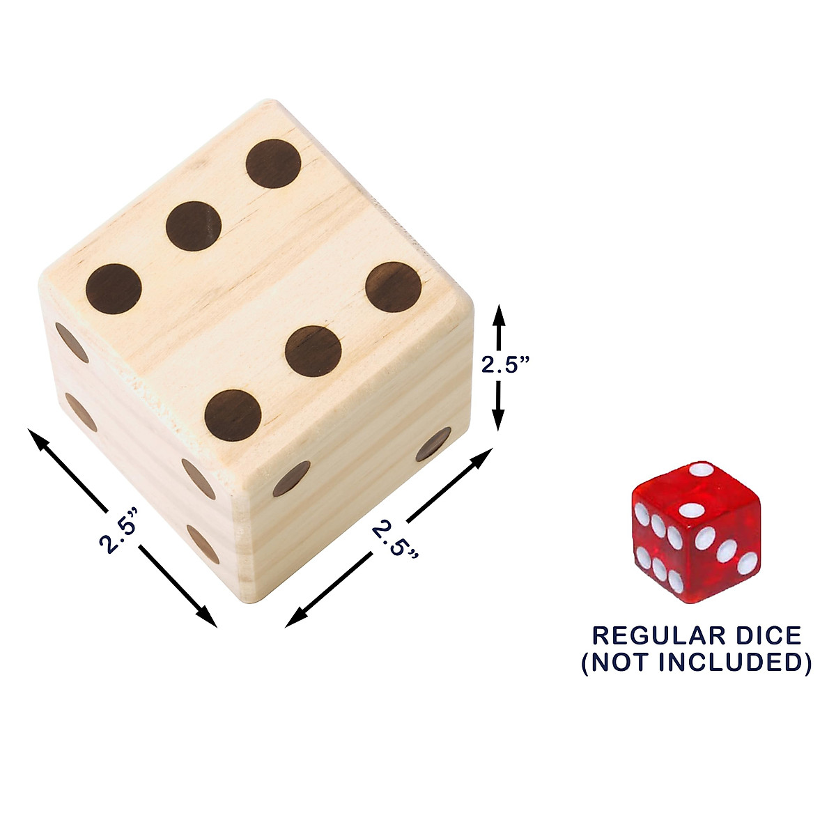 Large Wooden Yard Dice Set of 6 with Two Games and Cardboard Bucket