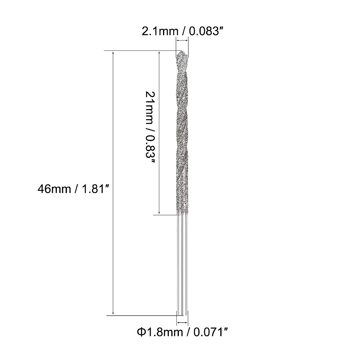 uxcell 2.1mm Diamond Twist Drill Bits High Speed Steel for Glass Sea Shells Stone Tiles 5 Pcs