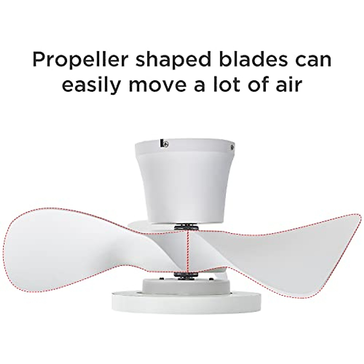 ocioc Quiet Ceiling Fan with LED Light 22 inch Large Air Volume Remote Control for Kitchen Bedroom Dining Room Patio