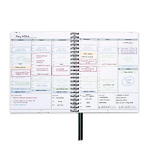 52-Weeks Undated, Time Blocking Planner, Increase Productivity and Improve Time Management, Set Annual & Monthly Goals, Hardcover, Wire Bound, Instructions on How to Time Block (White Matte)