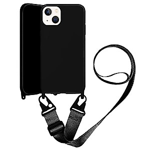 JIATAY for iPhone 14 Pro Max Case with Phone Lanyard Crossbody, Silicone Universal Lanyard Adjustable Neck Strap Protective Cases for iPhone 14 Pro Max(Black)