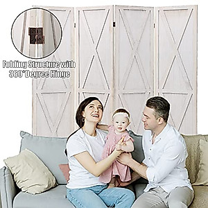ECOMEX 4 Panel Wood Room Divider, Folding Room Divider Privacy Screens, Freestanding Partition Room Divider Screen Partial Partition for Bedroom, Office, Study