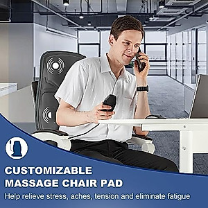 comrelax Back Massage Pad, Massager Seat Cushion with Heat, 10 Vibration Nodes Chair Massage to Back Pain Relief for Home and Office Use (Grey)