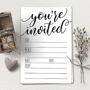 Classic Script Invitations (20 Count) with Envelopes - Sweet Heart Design