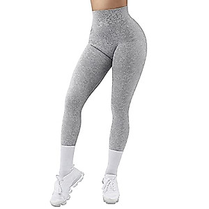 RXRXCOCO Women Seamless Butt Lifting Leggings TIK Tok Booty Lifting Leggings for Women Workout Gym High Waisted Yoga Pants Grey Medium