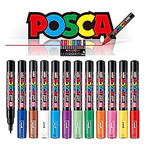 Uni-posca Paint Marker Pen - Extra Fine Point - Set of 12 (PC-1M12C)