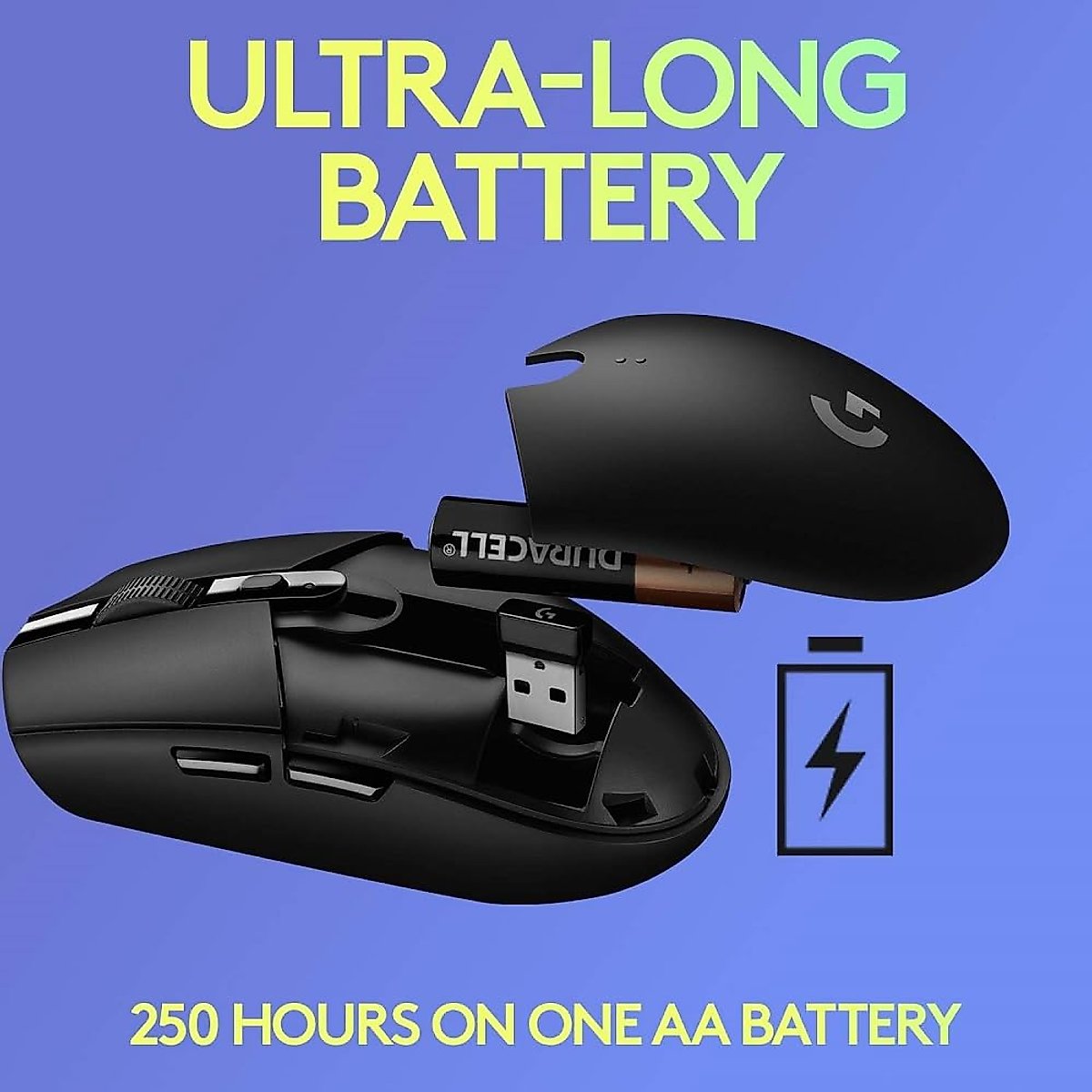 Logitech G305 LIGHTSPEED Wireless Gaming Mouse, Hero 12K Sensor, 12,000 DPI, Lightweight, 6 Programmable Buttons, 250h Battery Life, On-Board Memory, PC/Mac - Lilac