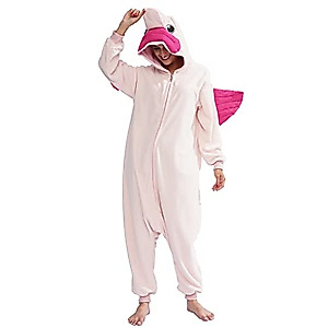 LASSUPIN Adult Pink Blobfish Onesie Pajamas Animal Cosplay Homewear Sleepwear Jumpsuit Costume for Women Men