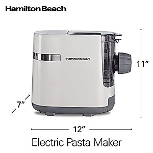 Hamilton Beach Electric Pasta Maker & Noodle Machine with 7 Molds for Spaghetti & Fettucine and More, Makes 2-3 Servings in 15 Minutes, White (86650)