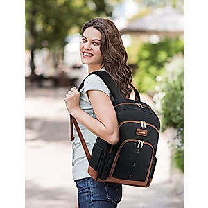 LOVEVOOK Laptop Backpack 15.6 Inch, Water Resistant Travel Backpack for Women Men,College Work Business Back Pack, Black