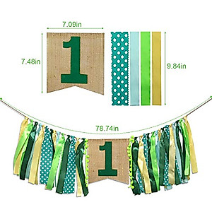 Jungle Theme Baby First Birthday Party Highchair Banner Boy Girl High Chair Bunting Garland Decoration