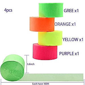 Neon Party Supplies Paper UV Neon Garland Neon Streamers Glow in The Dark Neon Party Decorations Garland Reactive UV Hanging Decorations for Birthday Party Glow Party Wedding Supply