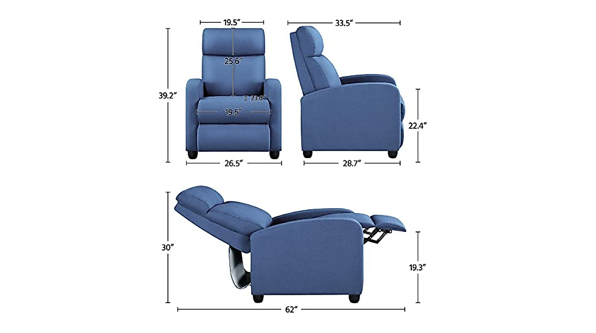 Yaheetech Light Blue Recliner Chair - Comfort for Two