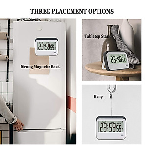 Yovell Digital Kitchen Timer 12/24 Hours Alarm Clock with LED Indicator for Cooking Sports Office Study Magnetic Back and Retractable Stand Big Digits