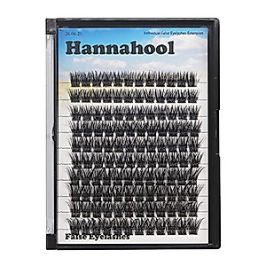 Hannahool 120pcs D Curl Individual Wide Stem Cluster DIY Eye Lashes Extensions Mixed 10-12-14-16mm/14-16-18mm/12-14-16mm Makeup Dramatic Volume Lashes (mixed 14-16-18mm)