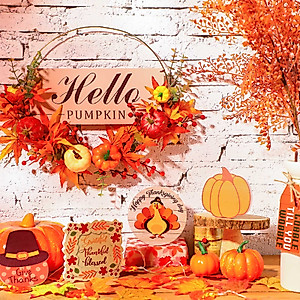 5 Pieces Fall Tiered Tray Decor Thanksgiving Tiered Tray Set Fall Farmhouse Mini Wood Signs Autumn Turkey Pumpkin Sign Decorations for Thanksgiving Harvest Decoration