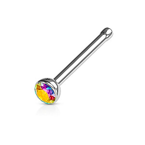 Pierced Owl 20GA Stainless Steel Press Fit CZ Crystal Gem Nose Bone Stud (Aurora Borealis)