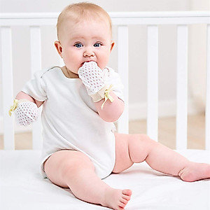 Aijian Pack of 16 Baby Mesh Gloves Cotton No Scratch Mittens for Unisex (8Colors/0-12Months)