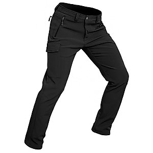 Wespornow Men's-Fleece-Lined-Hiking-Pants Water-Resistance-Snow-Ski-Pants Softshell Snowboarding Pants for Winter, Skiing, Outdoor (Black, XX-Large)