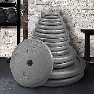 WF Athletic Supply Traditional/Classic 1-inch Hole Standard Solid Cast Iron Weight Plates - Great for Strength Training, Weightlifting, Bodybuilding & Powerlifting, Multiple Choices Available
