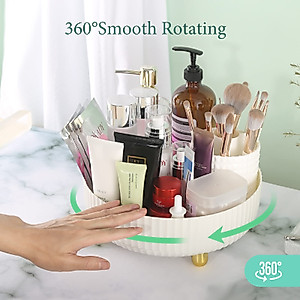 DOCMON Skin Care Organizer, 360 Rotating Makeup Perfume Organizer, Large Capacity Lazy Susan Turntable Organizer for Cabinet, Pantry, Table, Fridge, Bathroom Dresser (White)
