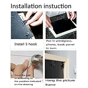 Cool Office Art Decor, Black Picture Frame 8x10, Wooden Photo Frame, Cleal Hanging Wood Poster Frame 9x11"