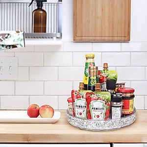 Sugarchef Clear Lazy Susan Turntable Display Tray with Rhinestone Non-Skid Kitchen Storage Spice Rack Organizer for Condiments Countertop Bathroom Organization,2 Pack