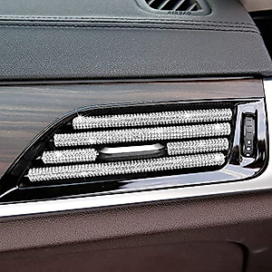 10Pcs Bling Car Vent Outlet Trim,Bling Rhinestone Car Air Conditioner Vent Decoration Strip,Bling Car Interior Moulding Trim Decor Bling Car Accessories （White）