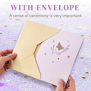 VUDECO Butterfly 3D Pop Up Happy Birthday Card Women Men Kid With Envelope Anniversary Card Wife Husband, Mothers Day Card Mom Greeting Card Wedding Thank You Card Thinking You Card Valentine Day Card