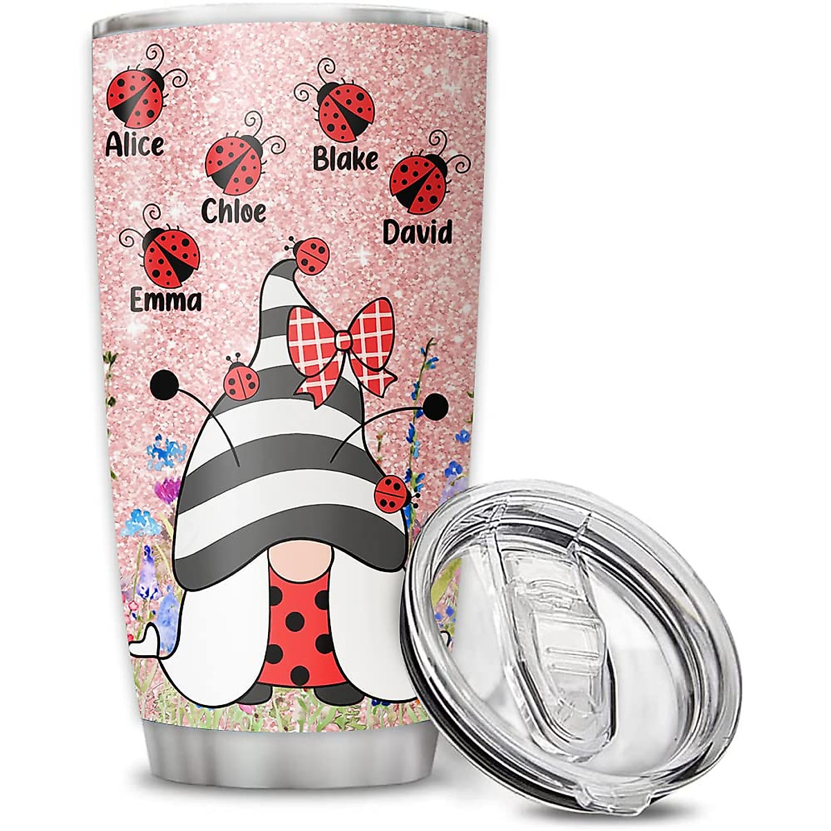 So Many Pets Personalized Gnome I Love Being A Nana Mimi Grandma Tumbler Cup with Grandkids Names, Gift For Grandmother Granny Grammy Birthday Gifts 20oz 30oz Insulated Coffee/Tea with Lid