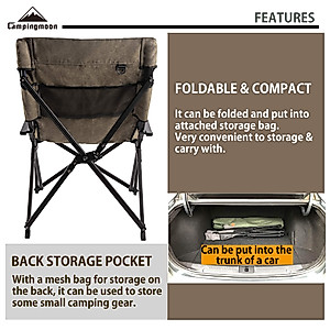 CAMPINGMOON Foldable Cotton Canvas Campfire Bonfire Open Fire Pits Camping Chair Low Style Chair Khaki F-1003C-K
