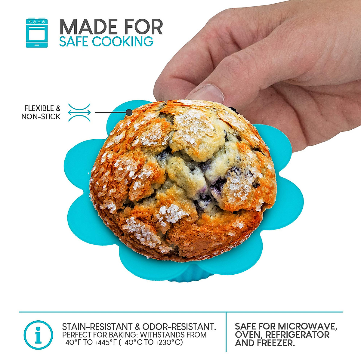 Exultimate Silicone Cupcake Mold Liners Holders Baking Supplies Flower Shaped Muffin Liner Set of 12