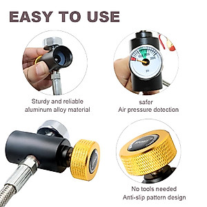 CGA320 CO2 Cylinder Refill Adapter Hose, CO2 Refill Station Connector Kit for Filling Blue Soda-maker Tank(CGA320 to TR21-4, Dual Valve with Gauge) (36 Inch)