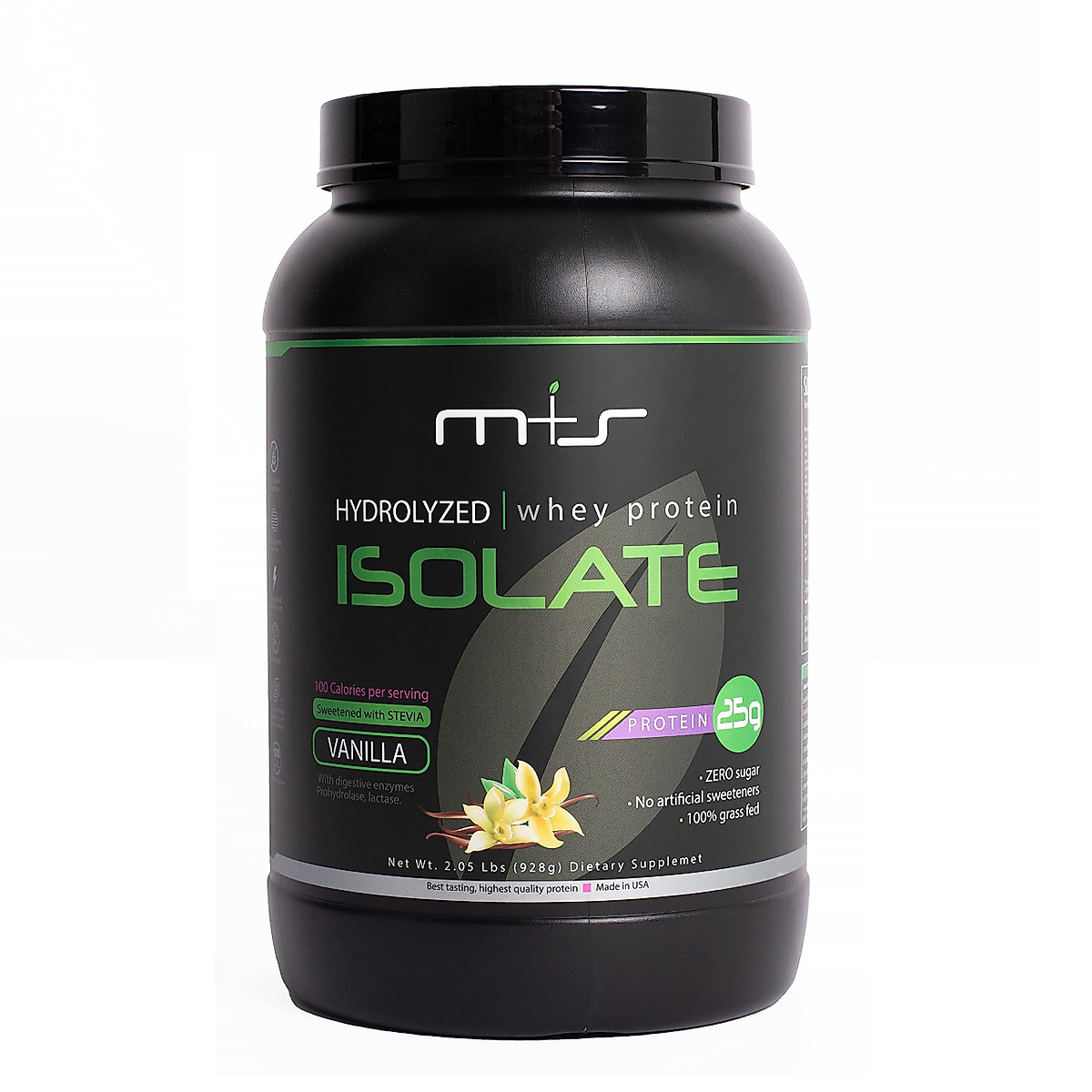 M+S Hydrolyzed Whey Protein Isolate, 2.05 Lb – Grass Fed Protein Powder, Gluten Free, Fast Absorbing, Easy Digesting, Stevia Sweetened (Vanilla)