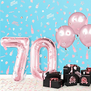 3000 PCS Rose Gold Silver 70th Happy Birthday Confetti Decorations with Diamonds Rose Gold 70th Birthday Party Table Decor Metallic Foil Confetti Scatter for Men Women Birthday Anniversary Party DIY
