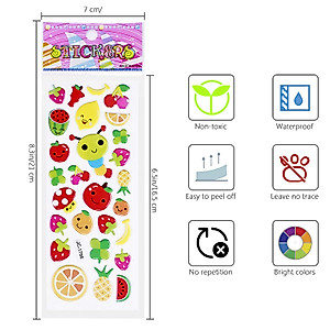 3D Stickers for Kids Toddlers 550+ Vivid Puffy Kids Stickers 24 Different Sheets, Colored 3D Stickers for Boys Girls Teachers, Reward, Craft Scrapbooking