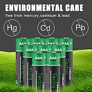 Tectra 4pcs AAA Ni-MH Rechargeable AAA Batteries with LED USB Charger for Wireless Keyboard and Mouse, Clocks, Remotes, Toys & Electronic Devices