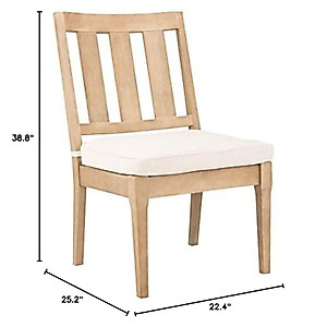 Safavieh CPT1018A-SET2 Couture Dominica Natural and White Wooden Outdoor (Set of 2) Patio Dining Chair